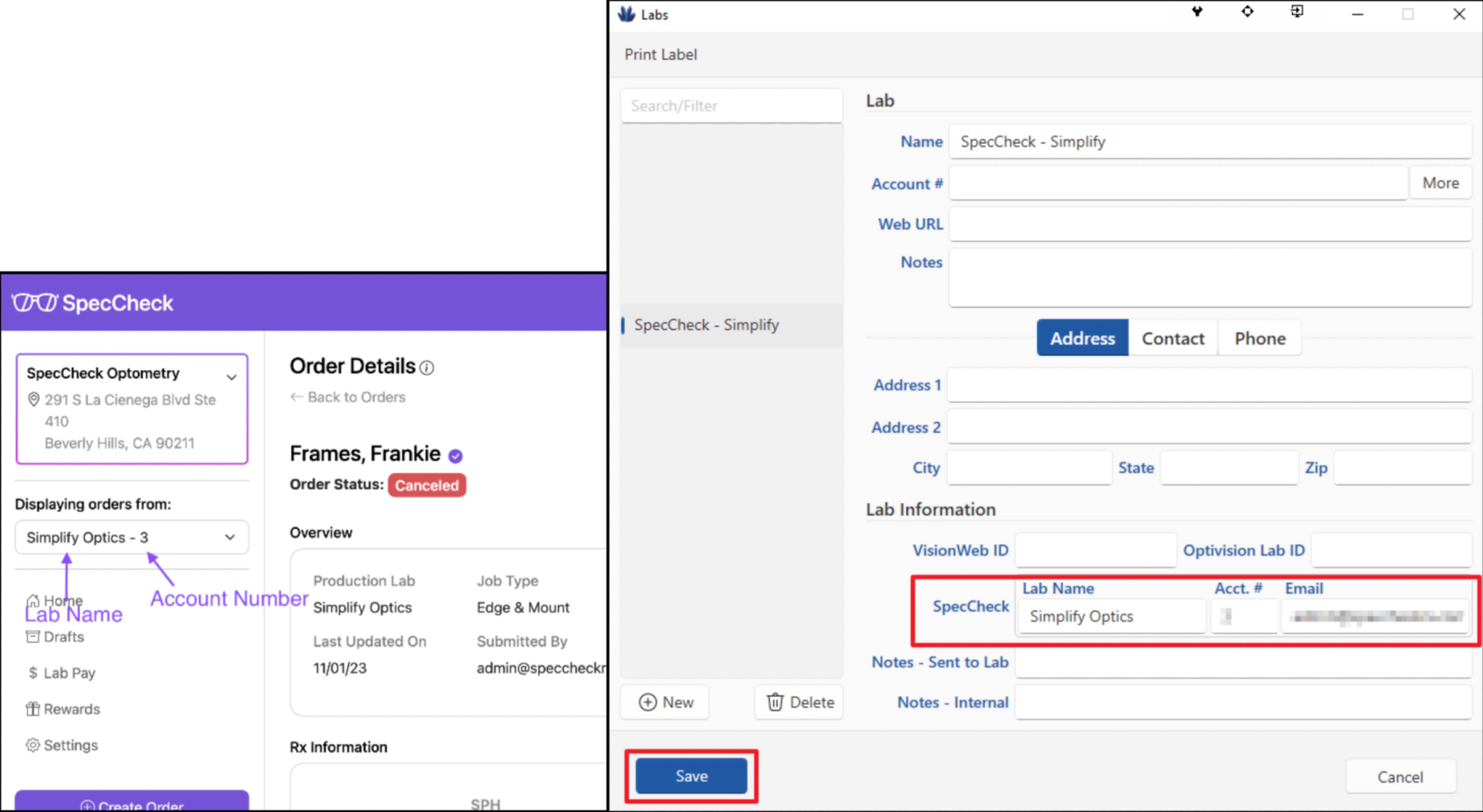 Crystal Practice Management Integration - SpecCheck